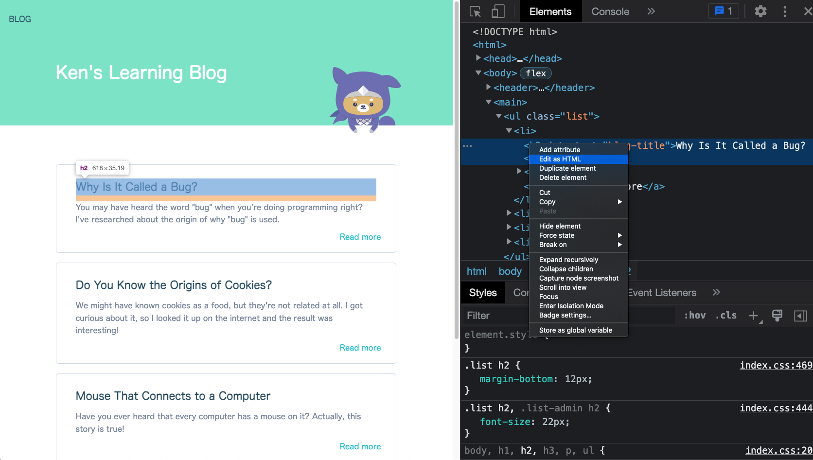 開発者ツールでElementsパネルを使う | Progate Path